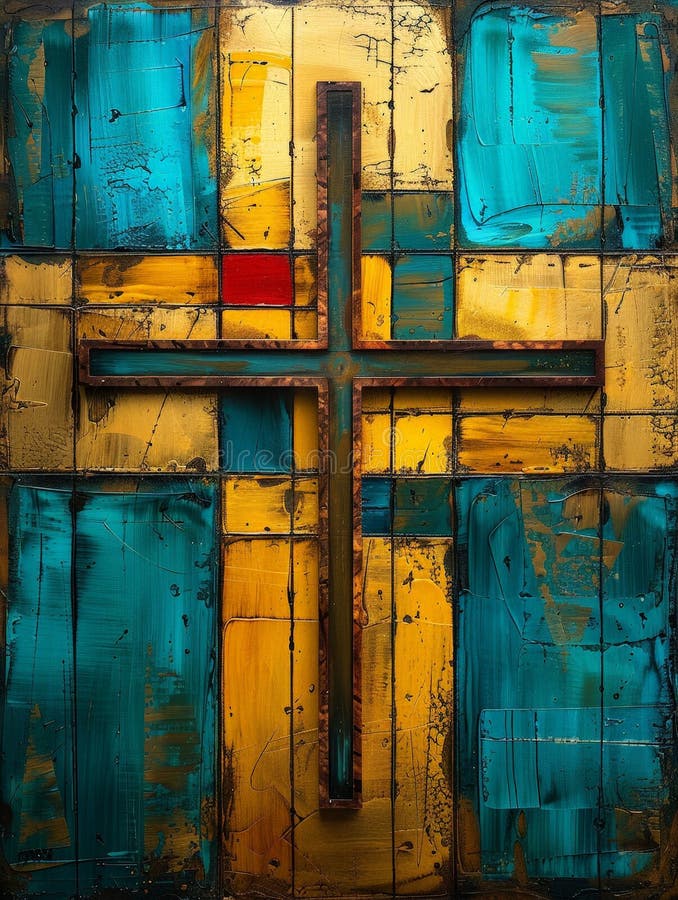 Old Painted Wall with Cross Sign Stock Illustration - Illustration of ...