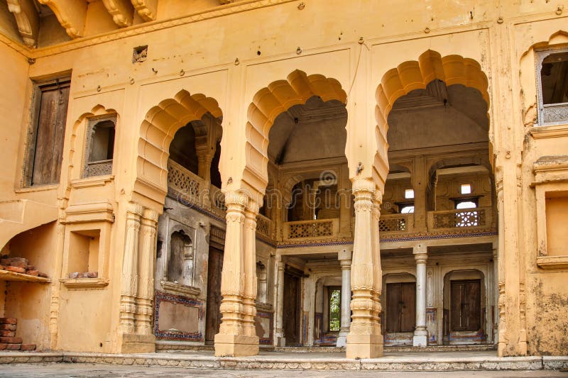 Old Palace Entrance with Decorations in Rajasthan Stock Photo - Image ...