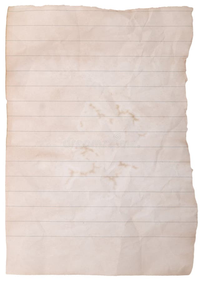 Blank Lined Vintage A4 Paper Isolated on White. Stock Photo - Image of ...