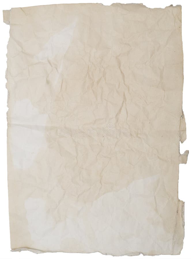 Isolated Old White Folded Torn Paper. Stock Image - Image of background ...