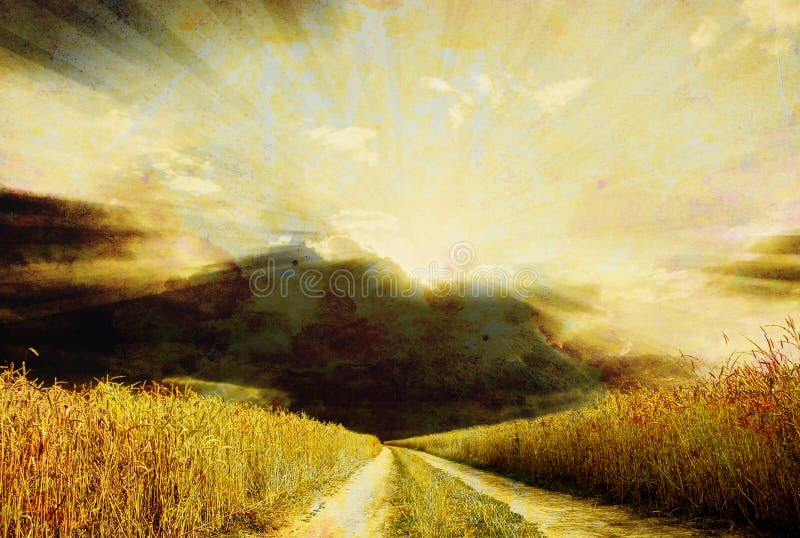 Old paper stock photo. Image of scene, road, country, landscape - 8282930