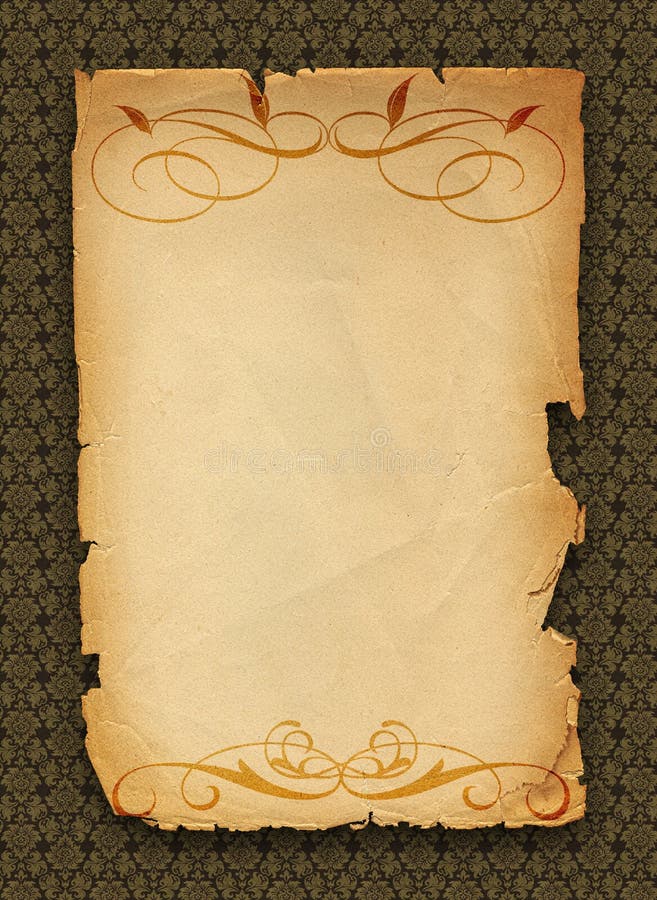 Old Paper with Calligraphic Floral Designs Stock Illustration ...