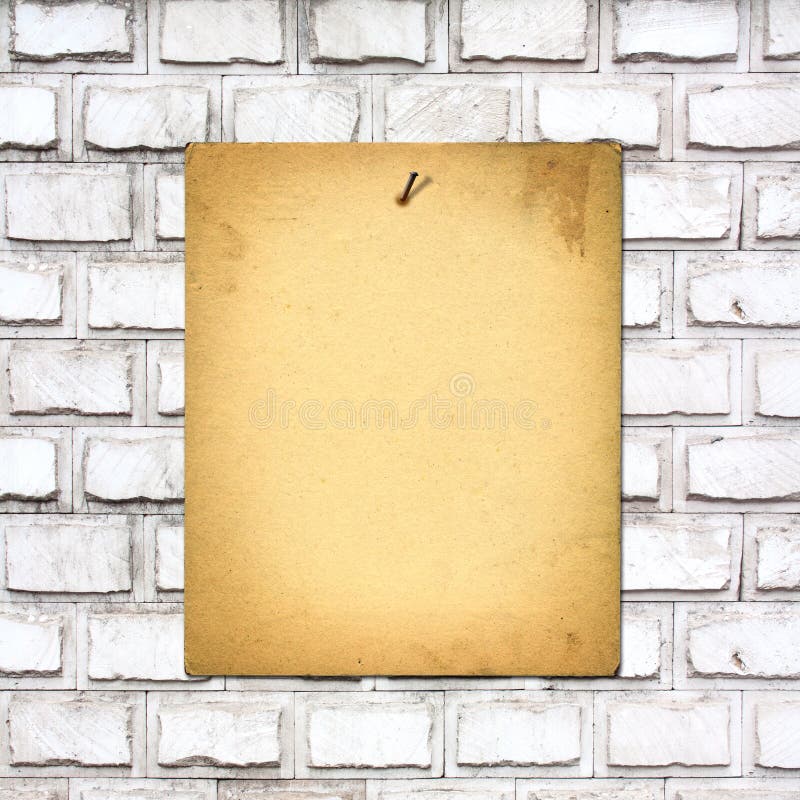 Old Paper Ad on Brick Wall Background Stock Photo - Image of page ...
