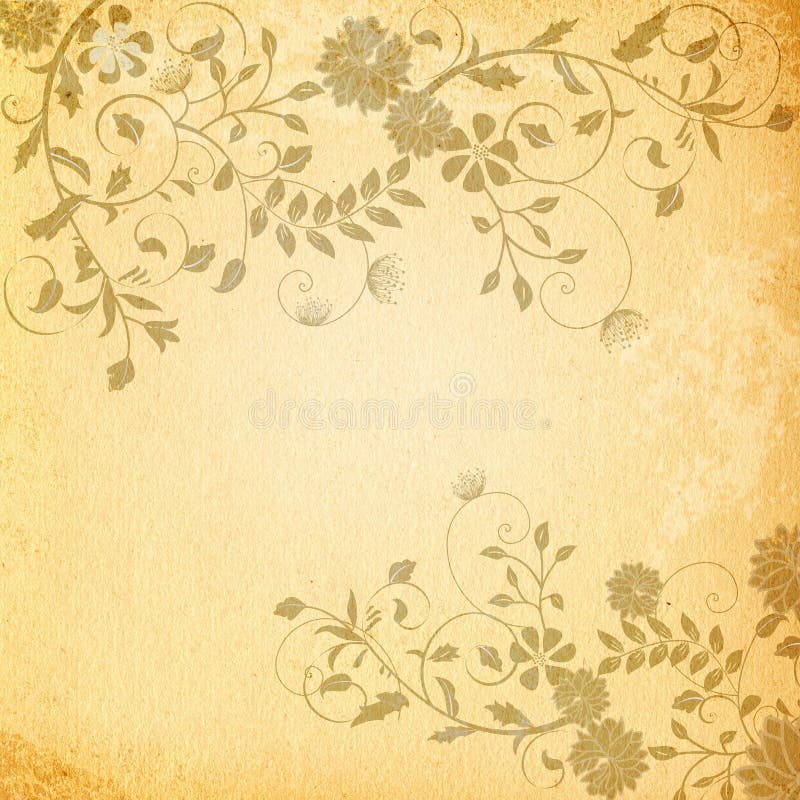 Old Paper Backdrop with Floral Patterns. Stock Illustration ...