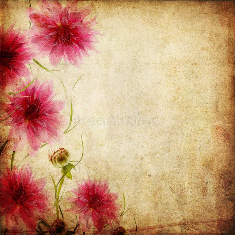 Old Paper Background with Flowers Stock Illustration - Illustration of ...