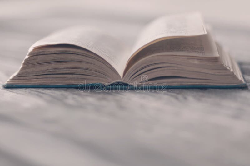 Old Paper Book, Open on Wooden Desk Stock Photo - Image of education ...