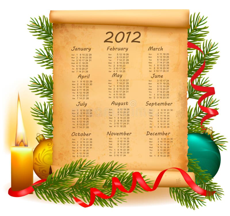 Old Paper with Calendar 2012. Vector Stock Vector - Illustration of ...