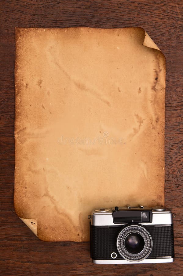 Old Paper on Brown Wood Texture with Feather and Ink Stock Photo ...