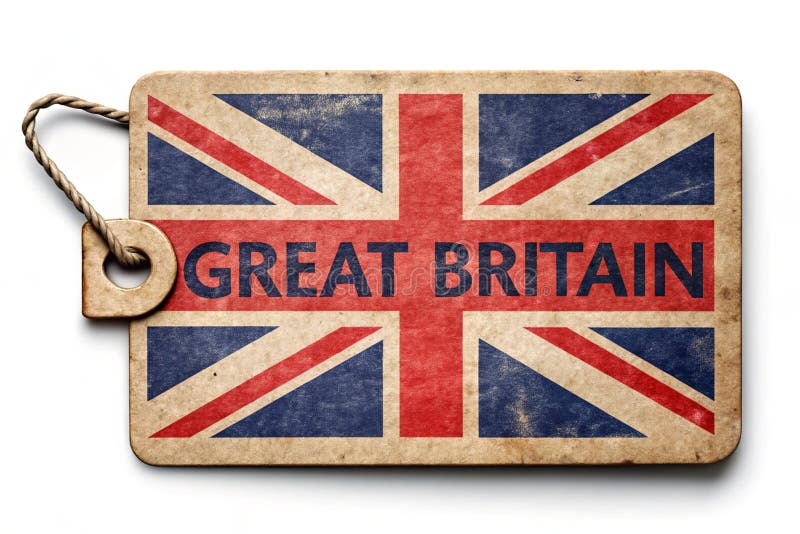 Old Paper Cloth Tag with Great Britain Flag Isolated Stock Illustration ...