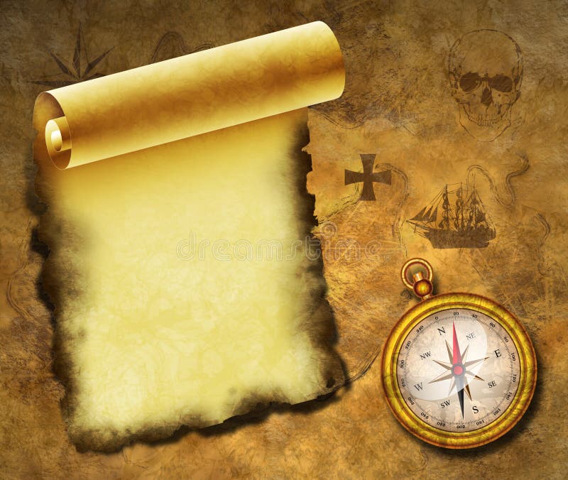 Old paper and a compass stock illustration. Illustration of revival ...