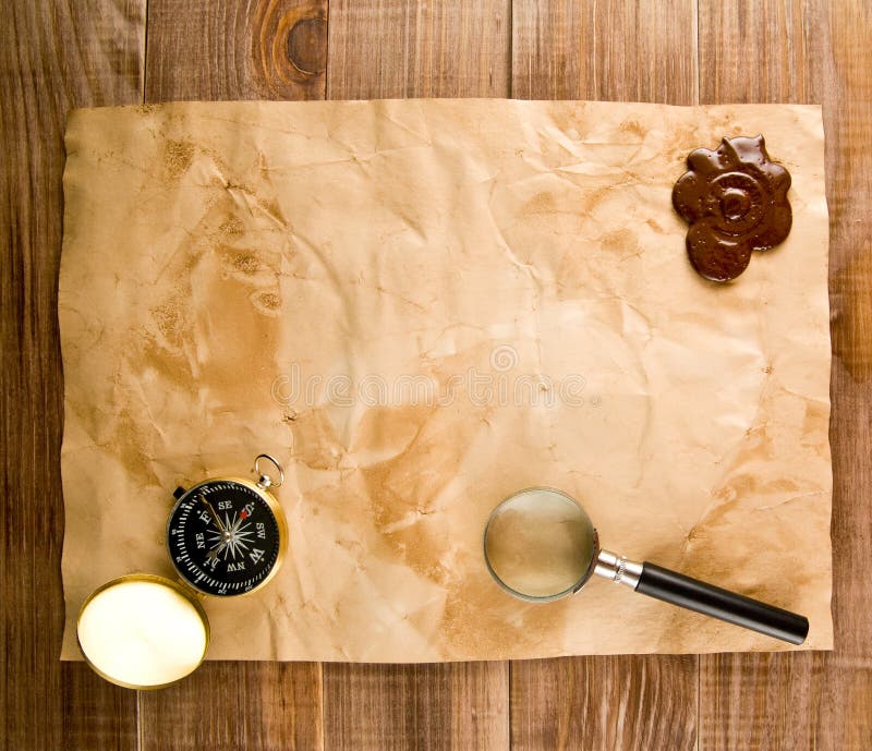 Old Map on a Paper with a Compass Stock Image - Image of journey ...