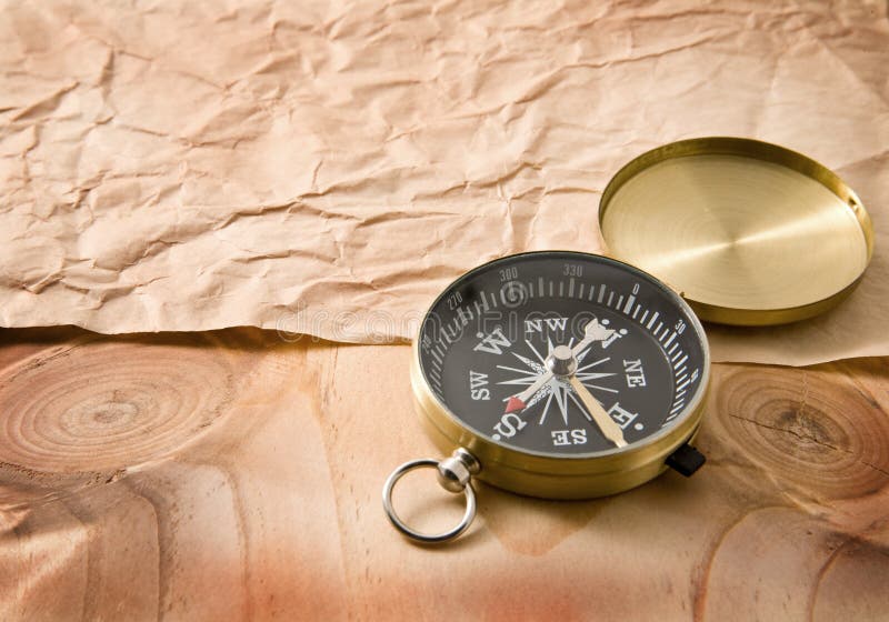 Old Map on a Paper with a Compass Stock Image - Image of journey ...