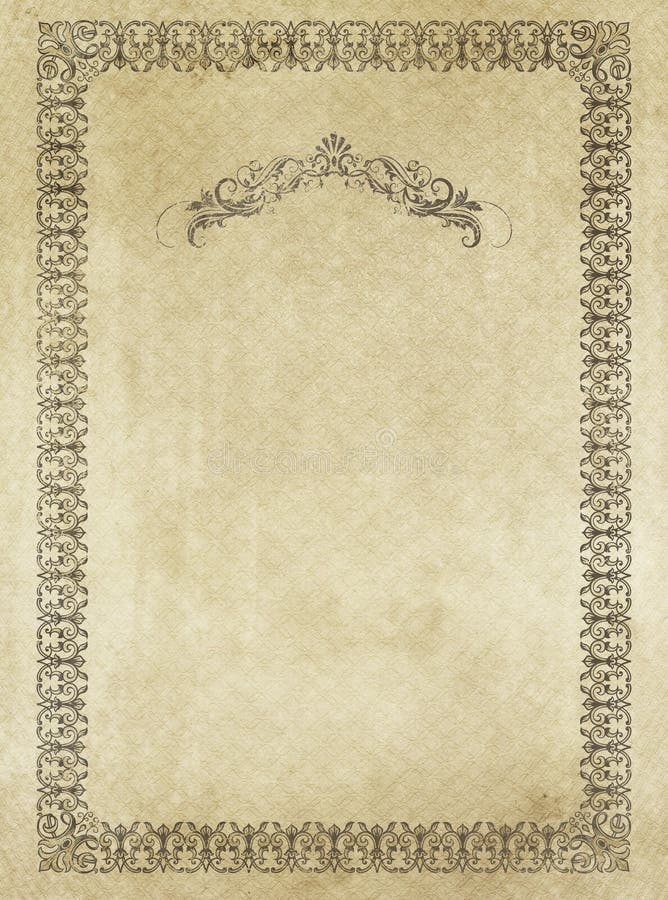 Old Paper with Decorative Border. Stock Photo - Image of book, close ...