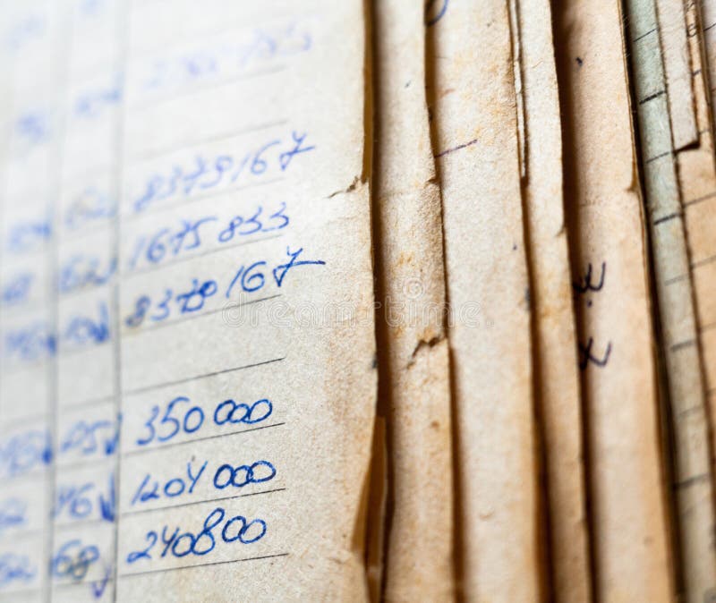 Old Paper Documents in the Archive Stock Photo - Image of calculate ...