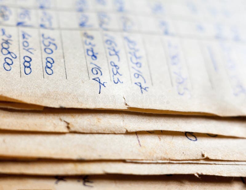 Old Paper Documents in the Archive Stock Image - Image of economy ...