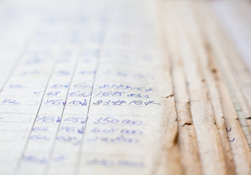 Old Paper Documents in the Archive Stock Image - Image of figures ...