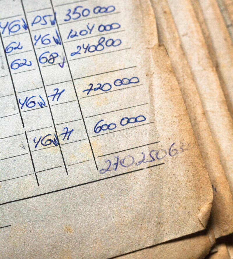 Old Paper Documents in the Archive Stock Image - Image of calculate ...