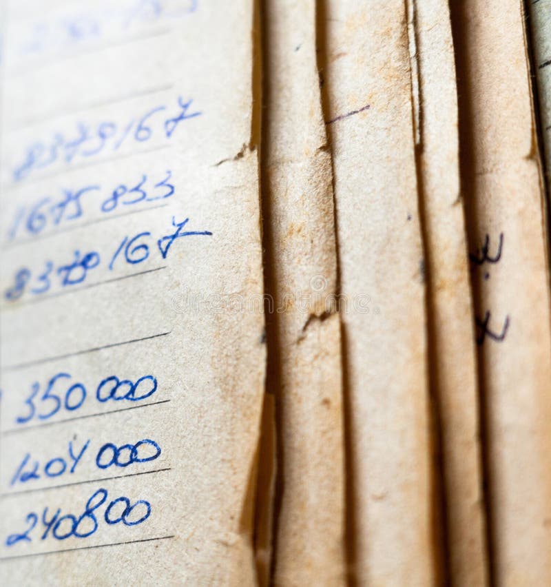 Old Paper Documents in the Archive Stock Photo - Image of figures ...