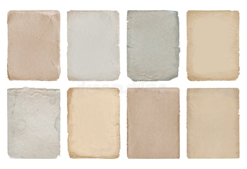 Old Vintage Paper Sheets Set with Torn Edges. Texture of Antique Paper ...
