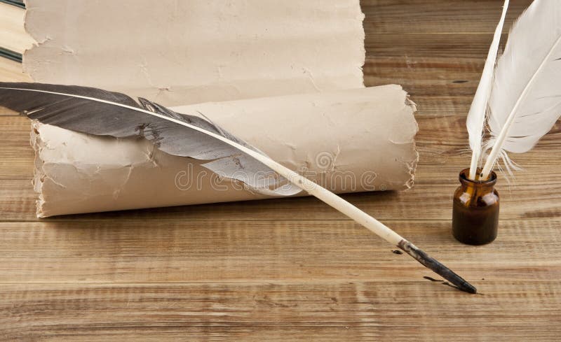 Old Paper and Feather with Ink Stock Photo - Image of nostalgia ...