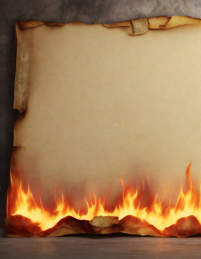Old paper with fire stock illustration. Illustration of darkness ...