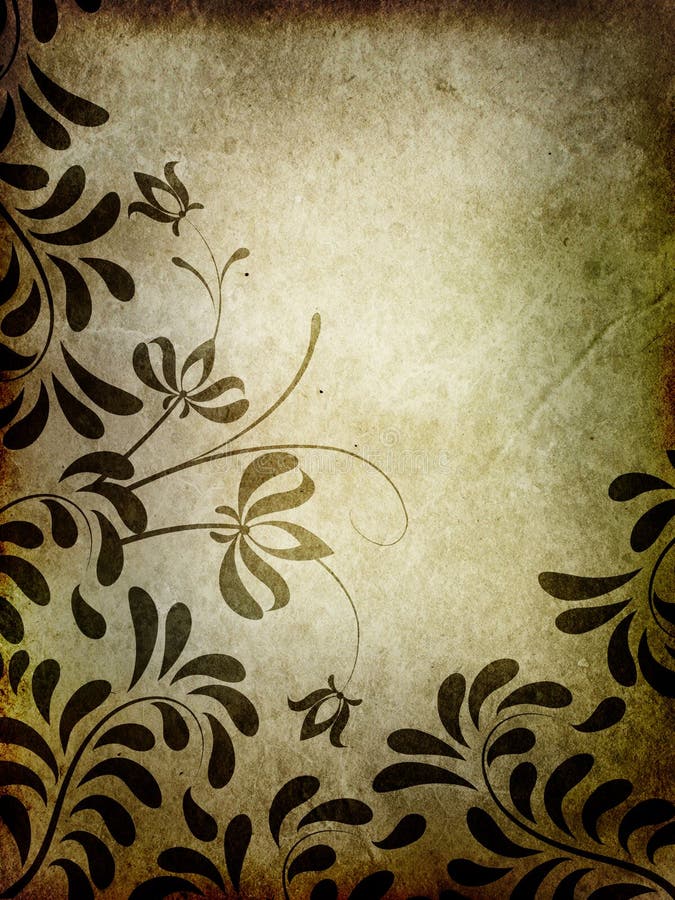 Old Paper with Floral Pattern Stock Illustration - Illustration of ...