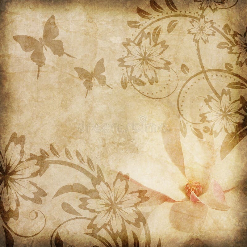 Old Paper with Floral Pattern Stock Illustration - Illustration of ...