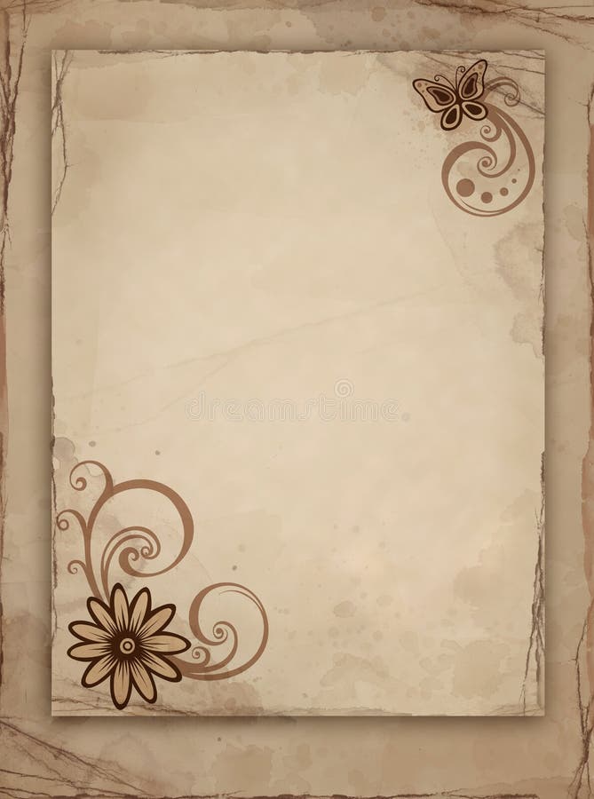 Old Paper with Calligraphic Floral Designs Stock Illustration ...