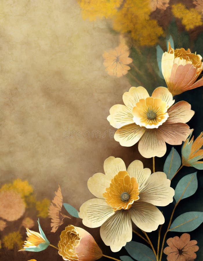 Old Paper with Flower Illustrations Stock Illustration - Illustration ...