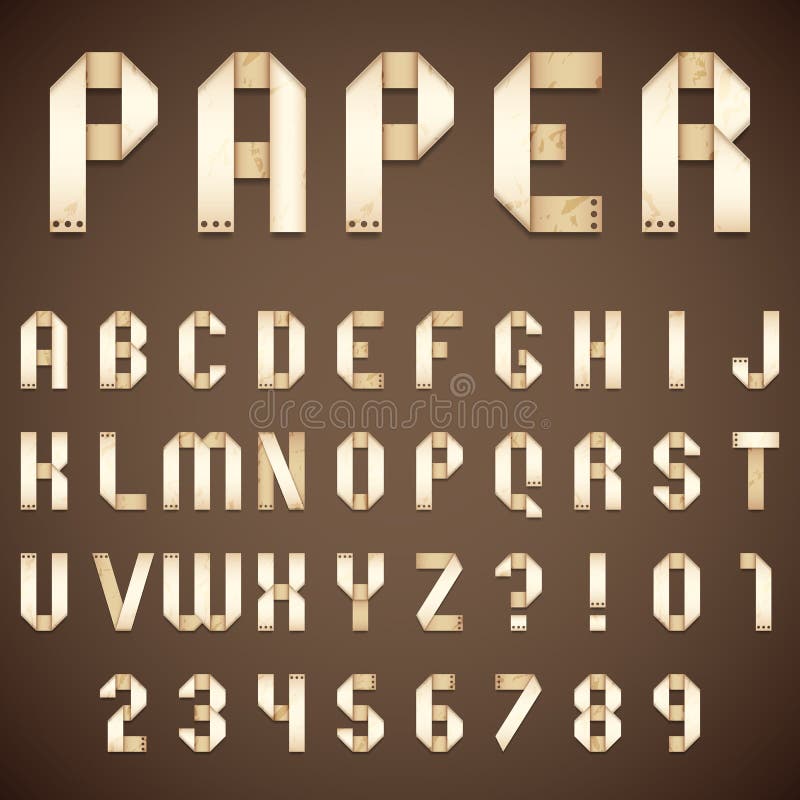 Old Paper Folded Font stock vector. Illustration of typeset - 59449427
