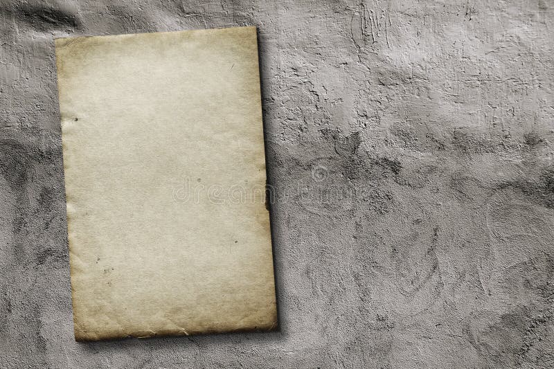 Paper on grey dirty wall stock image. Image of close - 207789583
