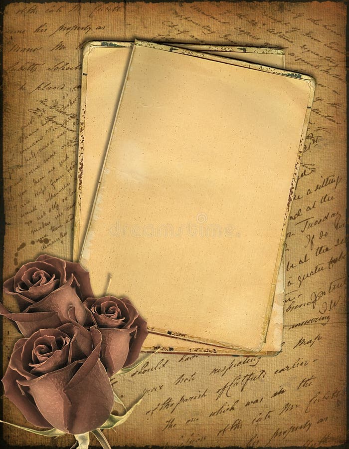 Rose and Old Paper with the Hand-written Text Stock Illustration ...