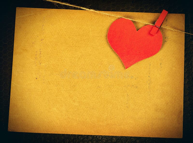 Old Paper with a Heart stock photo. Image of heart, clothespeg - 267755326