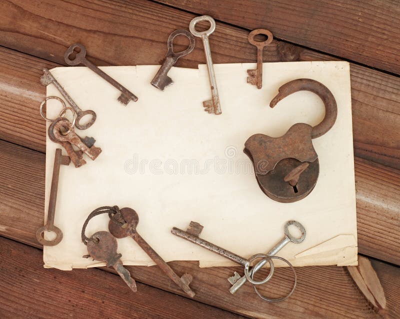 Old paper and keys stock photo. Image of copy, grime - 21678588