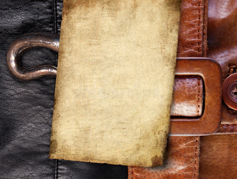 Old Paper on Leather Background Stock Image - Image of close, blank ...