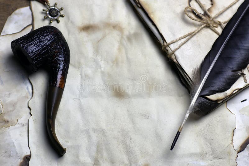 Old paper letter feather stock photo. Image of note, nautical - 81300786