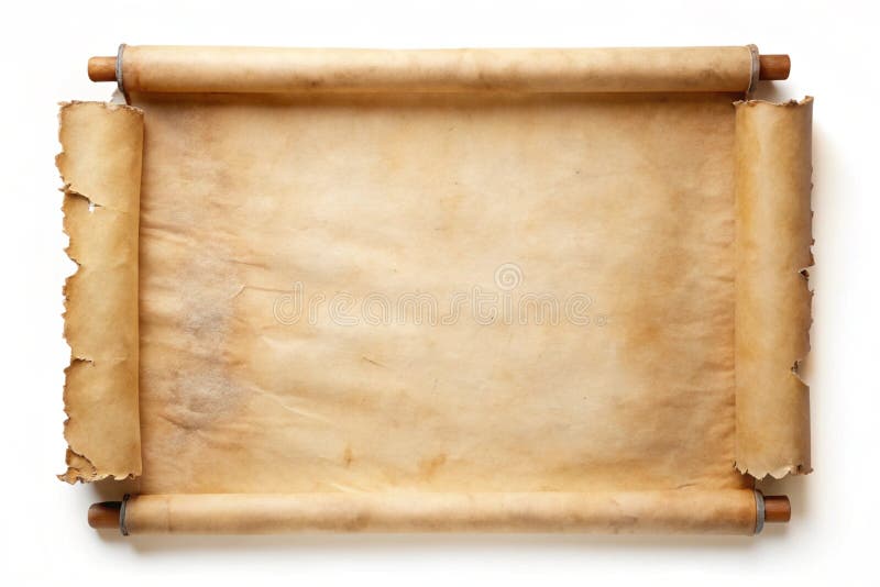 Old Paper Manuscript Scroll Isolated â€ Historical Scroll Design Stock ...