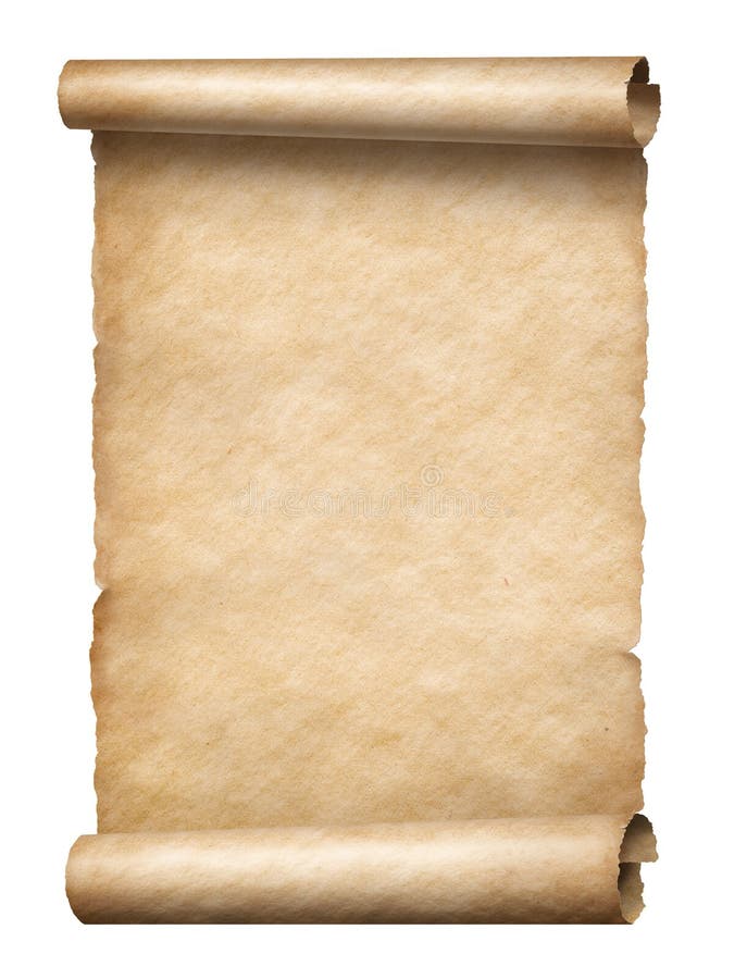 Old Paper Manusript Scroll Isolated on White Vertically Oriented Stock ...