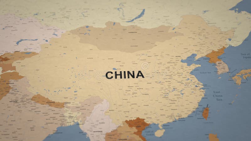 Old Paper Map of China stock video. Video of collection - 277468757