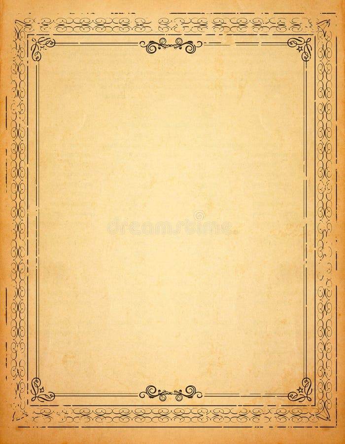 Old Paper with Patterned Vintage Frame Stock Image - Image of design ...