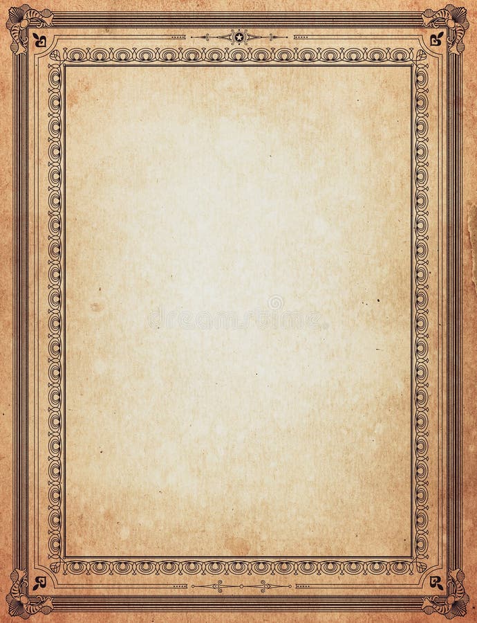 Old Paper with Patterned Vintage Frame Stock Image - Image of edge ...
