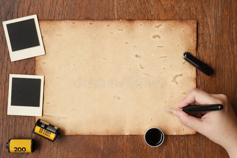 Old paper with pen and ink stock photo. Image of write - 75166002