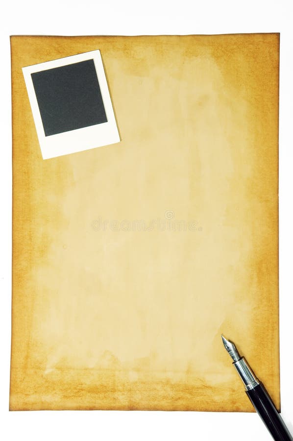 Old Paper with Photo Frame and Pen Stock Photo - Image of slide, brown ...