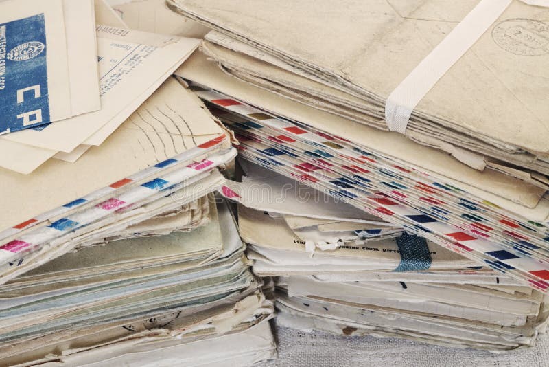 Pile of the Old Paper Postal Mails Stock Photo - Image of postmark ...