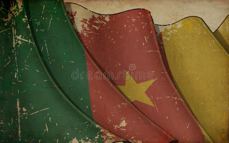 Old Paper Print - Waving Flag of Cameroon Stock Image - Image of waving ...