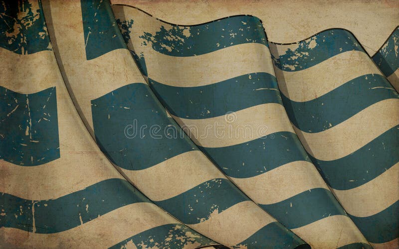 Old Paper Print - Waving Flag of Greece Stock Photo - Image of flowing ...