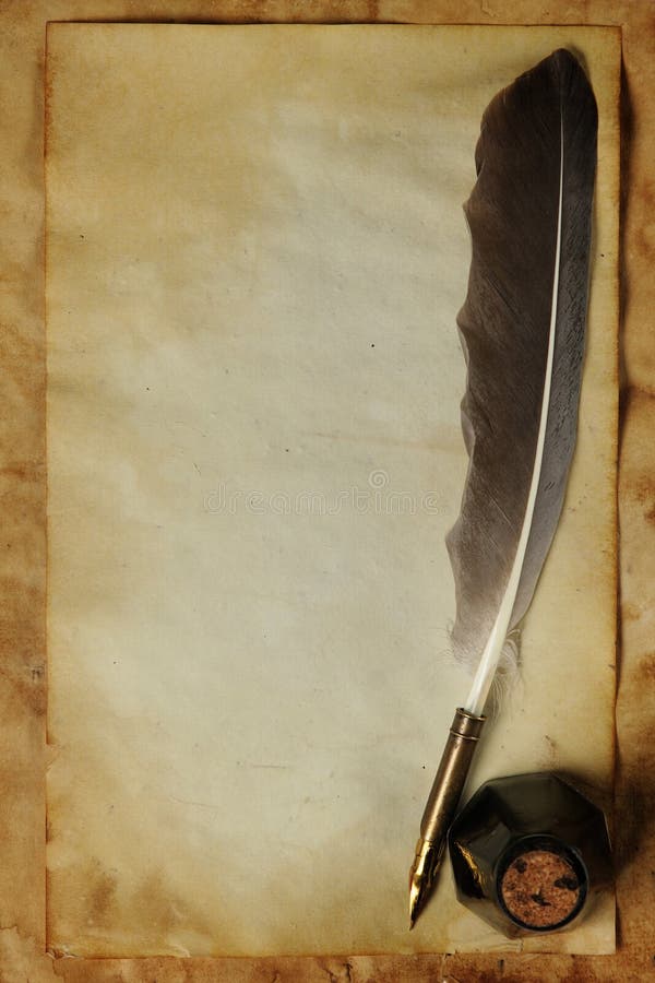 Old Paper with Quill & Ink Stock Photo - Image of compose, feather: 6014754
