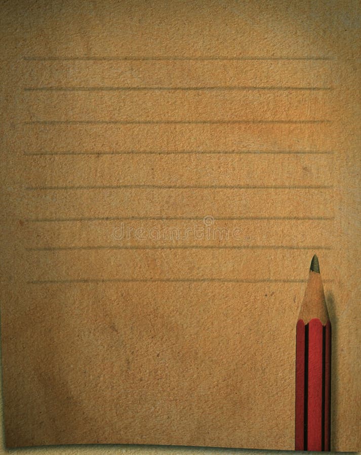 Old paper and red pencil stock photo. Image of adhesive - 26713312