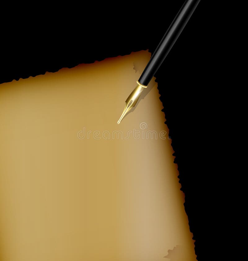 Old Paper and Retro Golden Pen Stock Vector - Illustration of archival ...