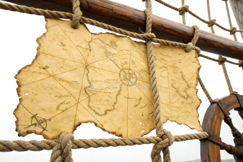 Old Paper in Rope Frame for Pirate Map Stock Illustration ...